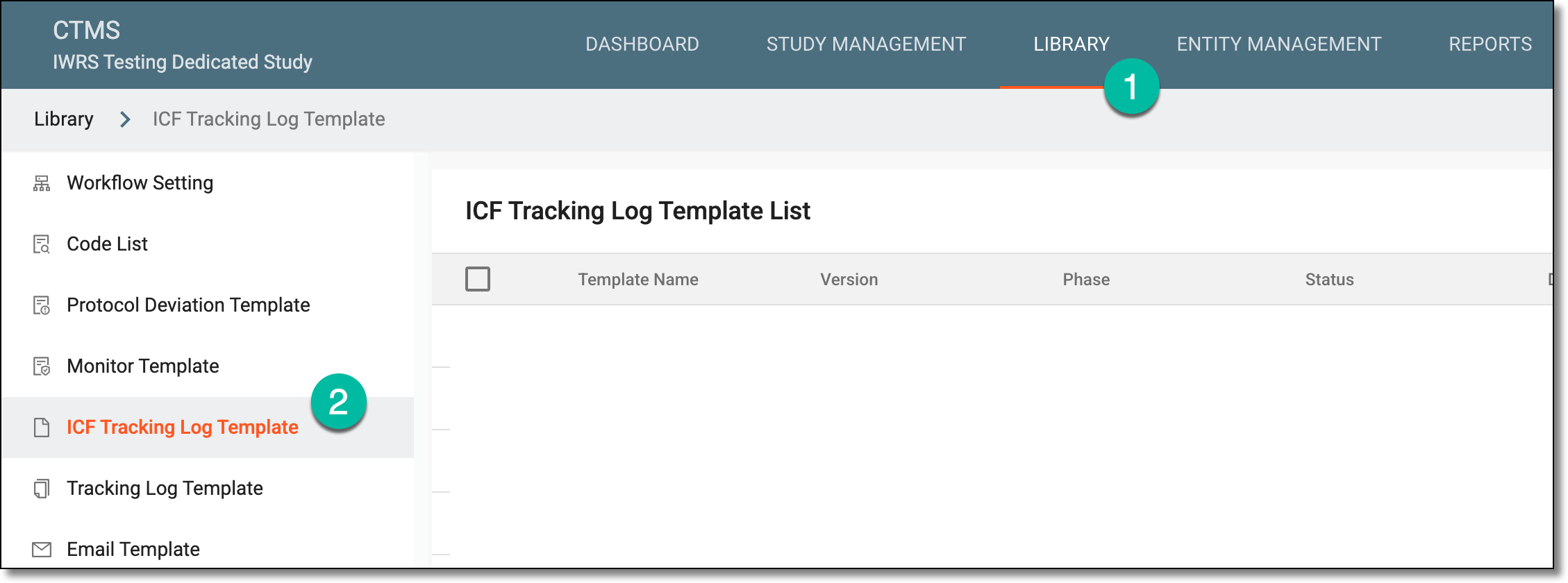 ICF tracking log template creation