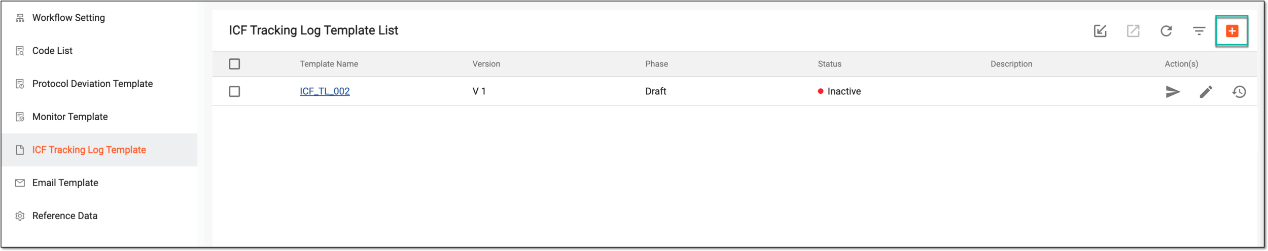 ICF tracking log template creation