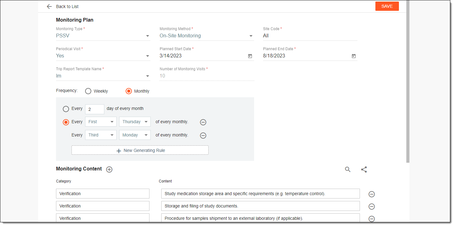 Create monitoring plan