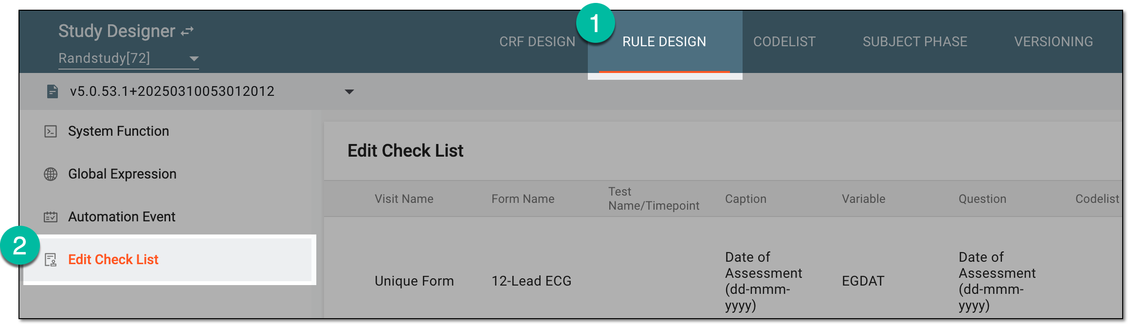 View edit check list