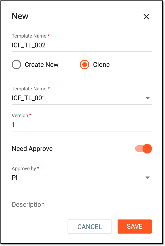 ICF tracking log template creation