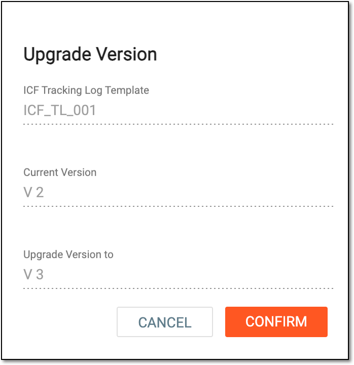 Upgrade ICF tracking log template version