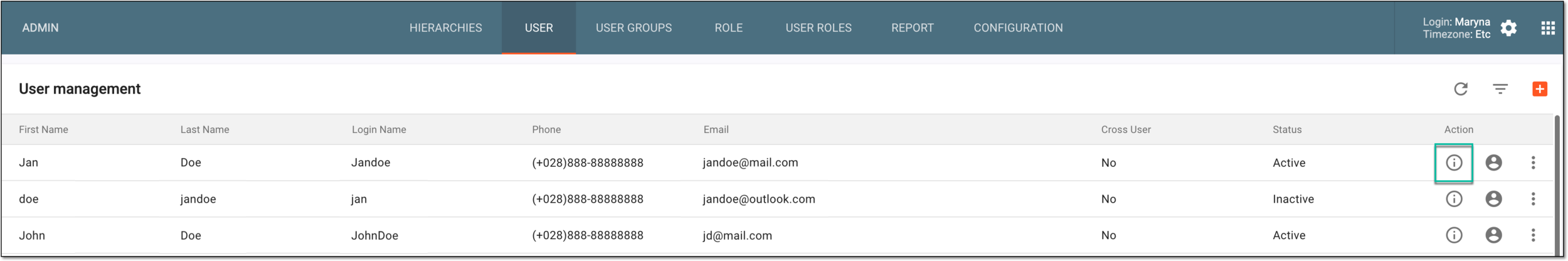 Edit user information